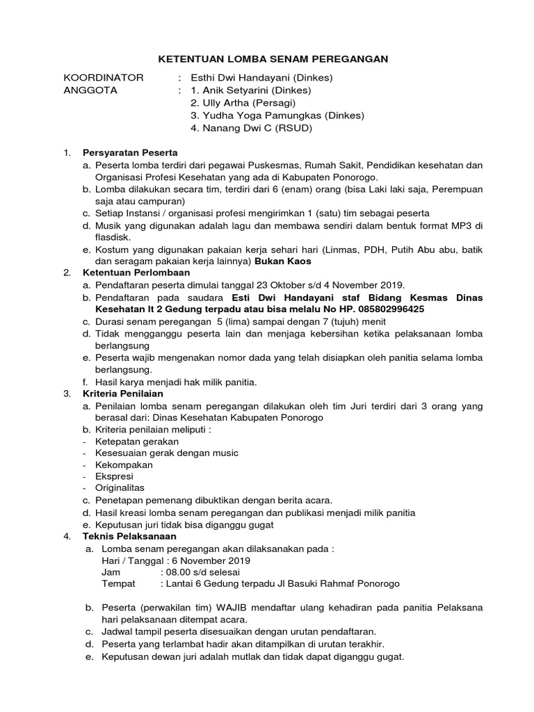 Aturan Lomba Senam Peregangan | PDF