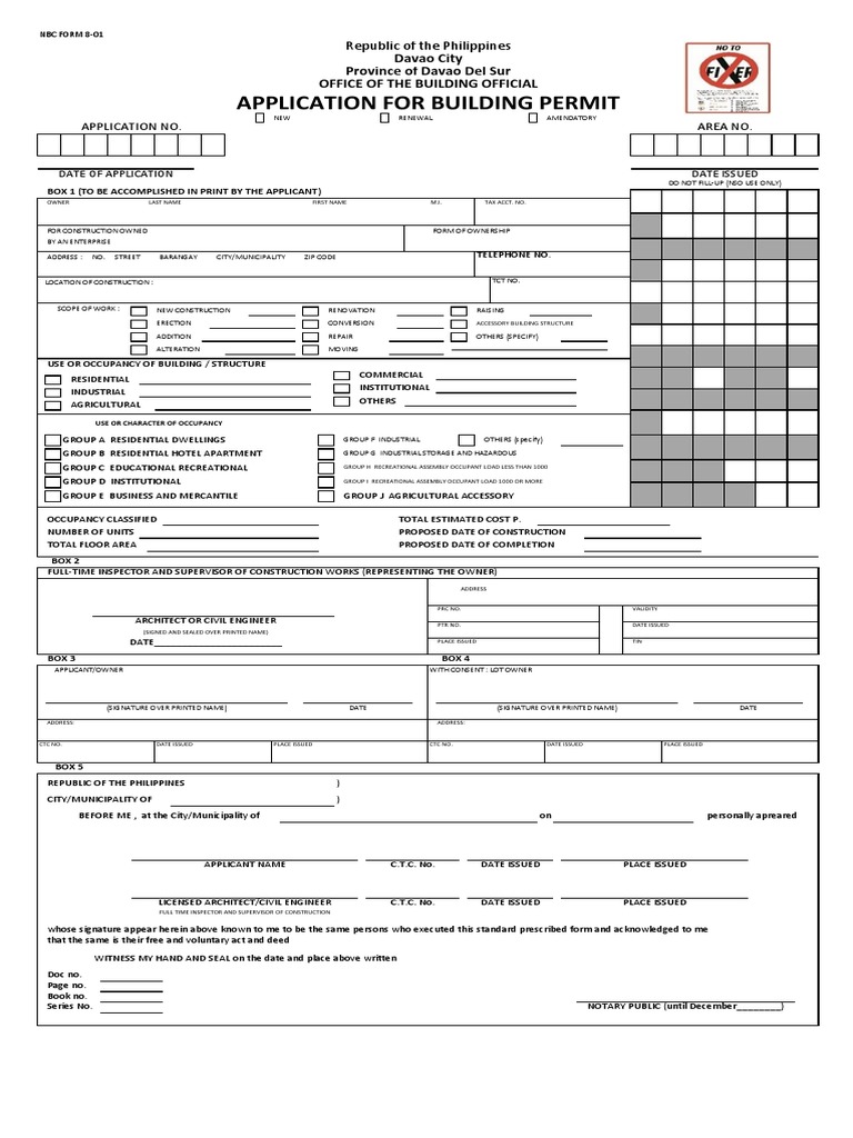 Davao City Building Permit Application Form | PDF | Specification ...