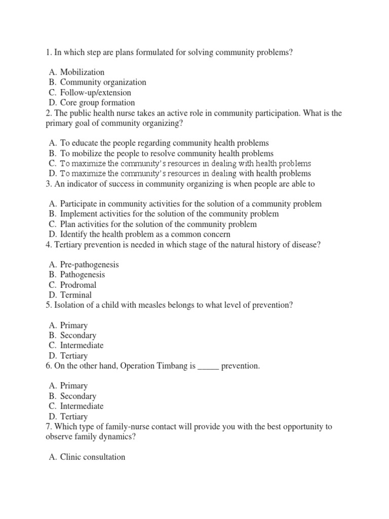 Community Health Nursing Exam 2 | PDF | Epidemiology | Epidemics