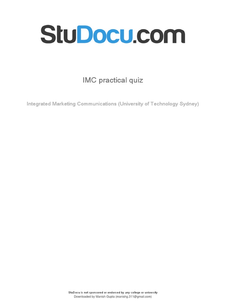 Imc Practical Quiz | PDF | Marketing Communications | Advertising