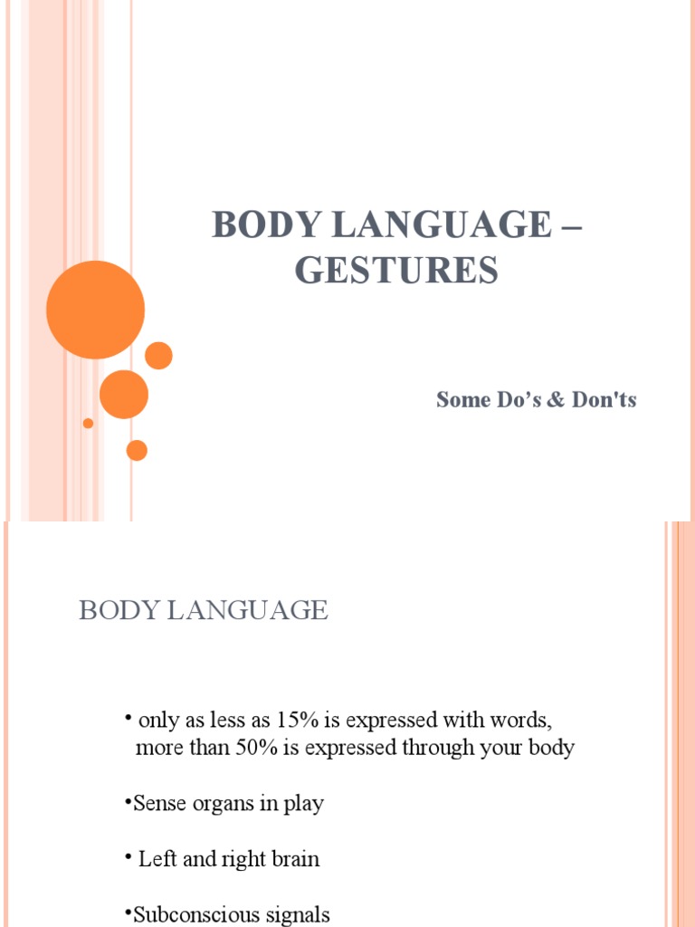 Body Language - Gestures: Some Do's & Don'ts | PDF