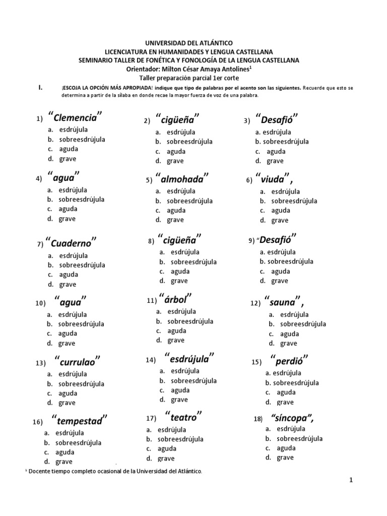 Clasificación de Palabras por Acento | PDF | Fonética | Lingüística
