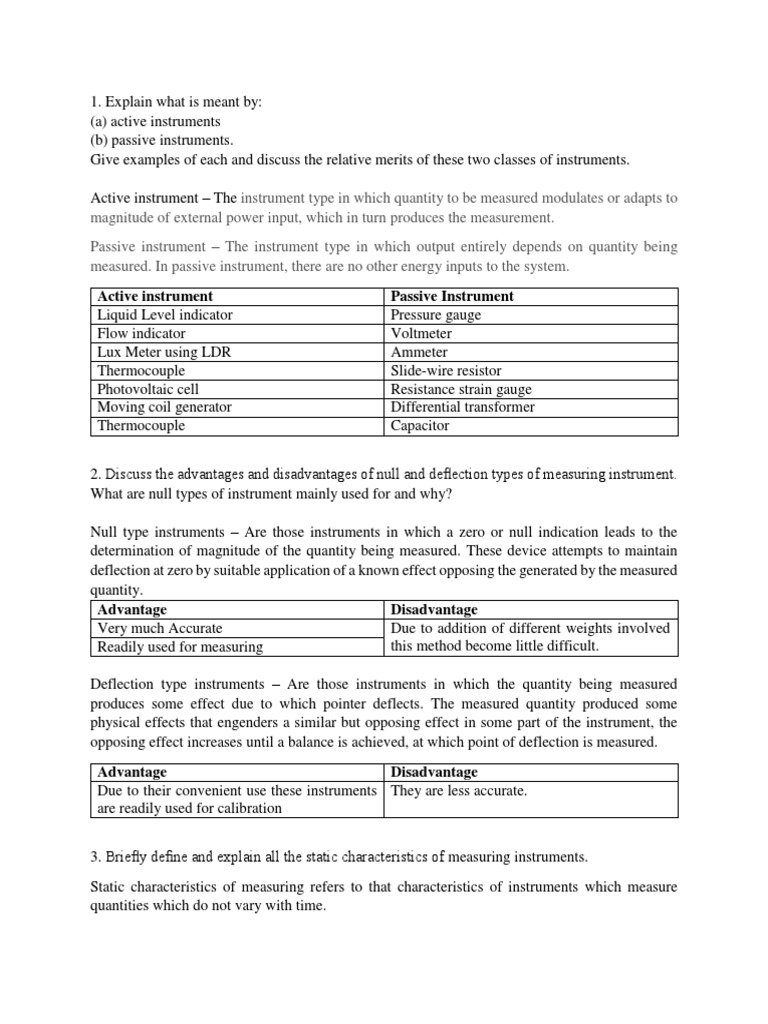 Understanding Active and Passive Measuring Instruments | PDF ...