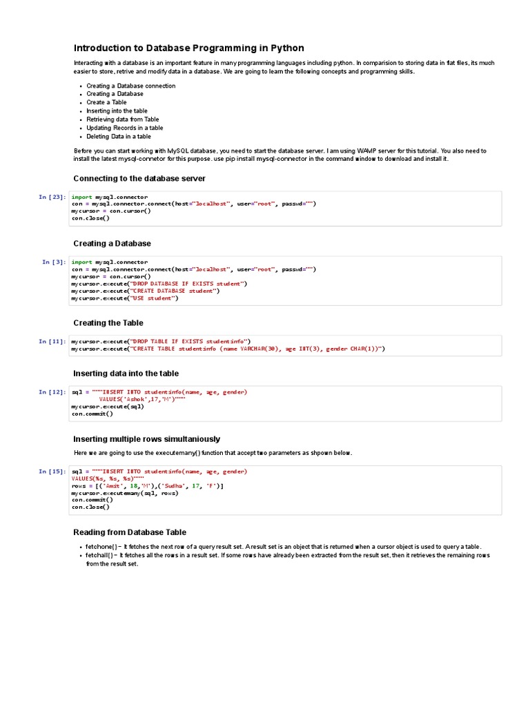 SQL Python Connect | PDF | Databases | Data Management
