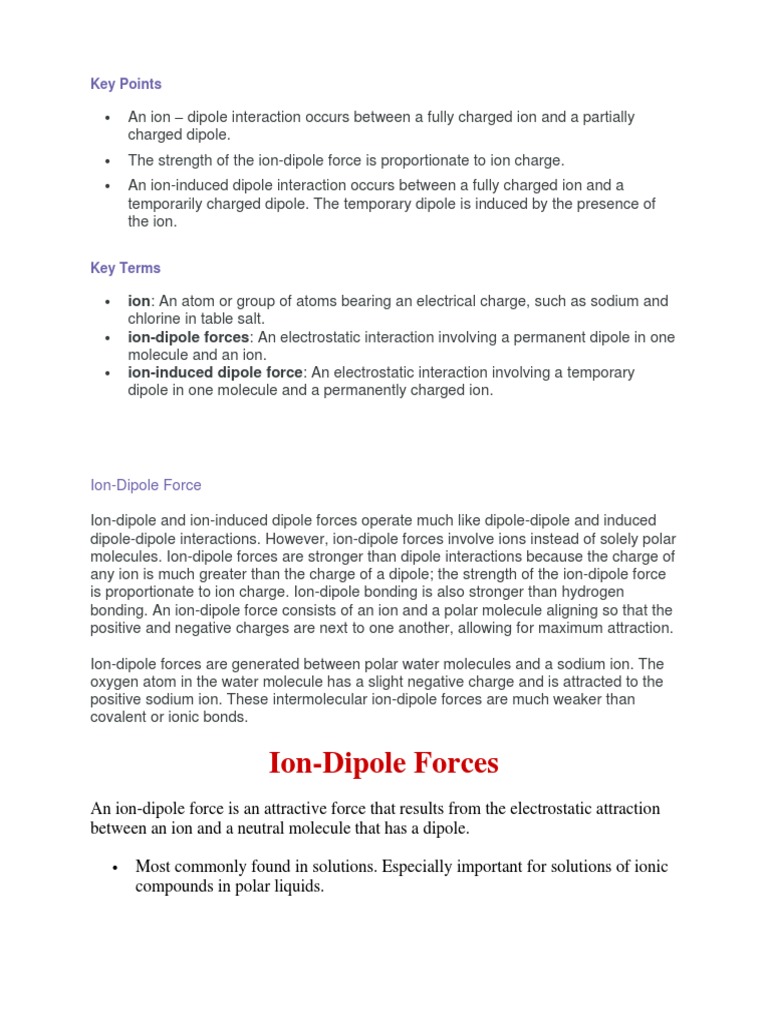 Exploring the Nature and Strength of Ion-Dipole Forces | PDF ...