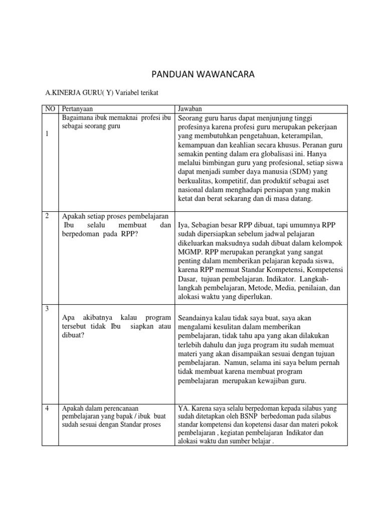 PANDUAN WAWANCARA Penelitian | PDF