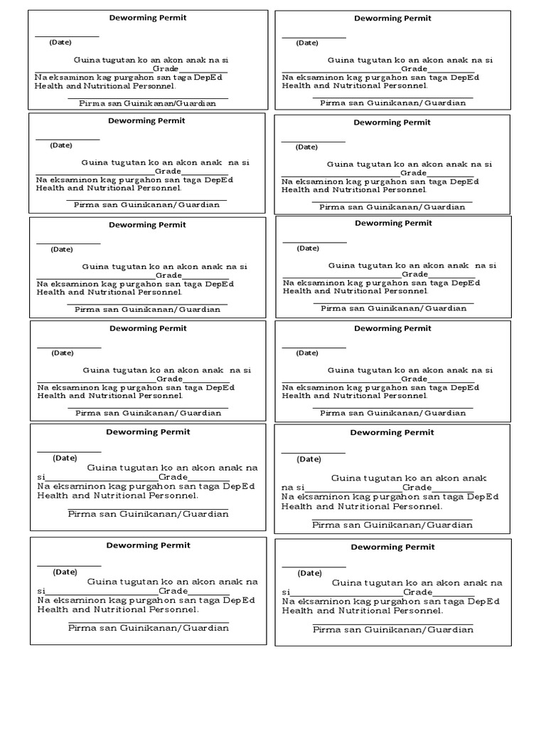 Deworming Permit | PDF