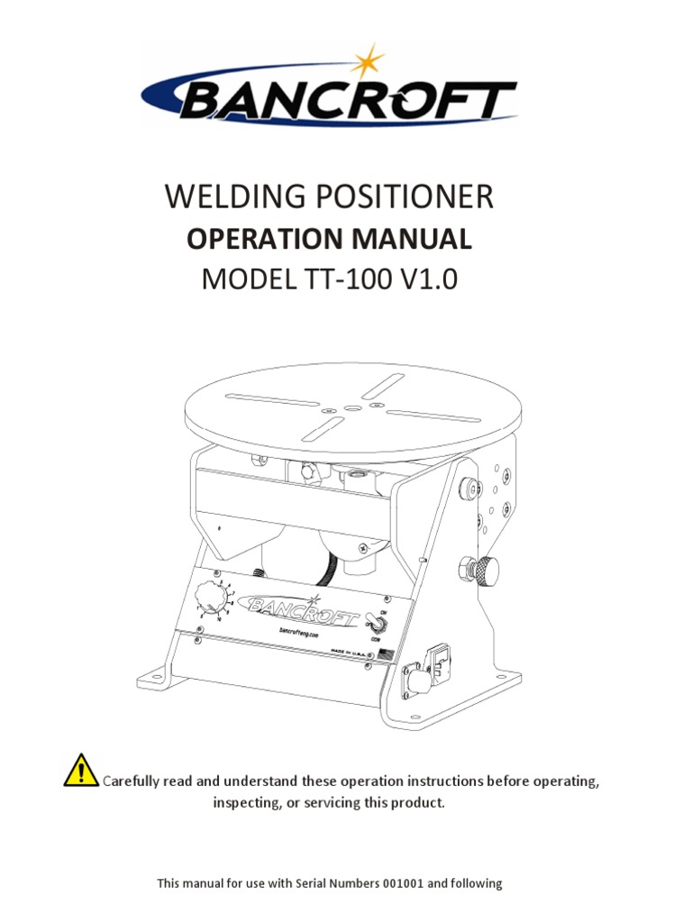 TT-100 Welding Positioner Manual | PDF | Welding | Construction