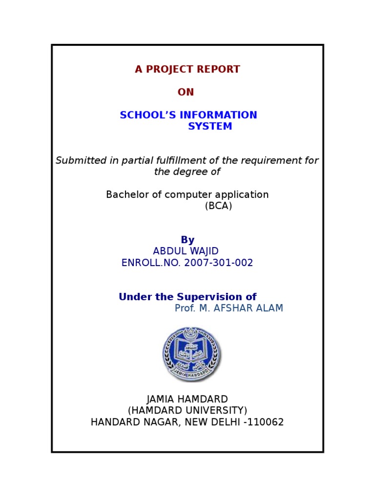Project Report School Management System | PDF | Databases | Software