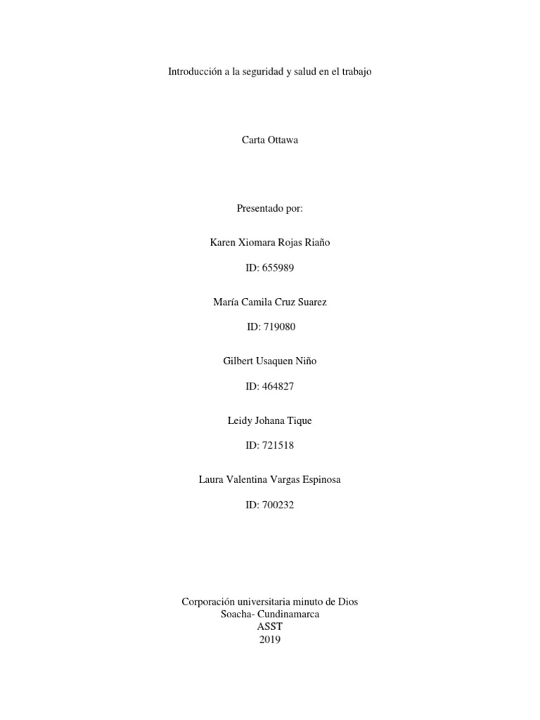 Carta de Ottawa | PDF | Promoción de la salud | Bienestar
