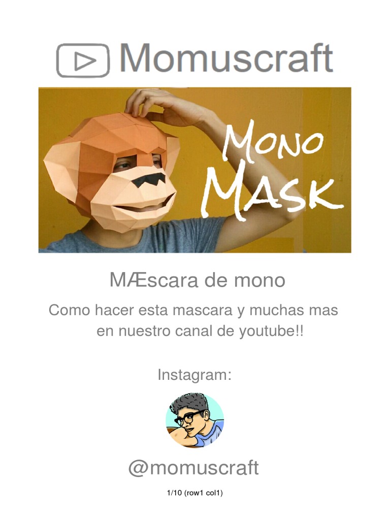 Máscara de Mono/PAPERCRAFT | PDF