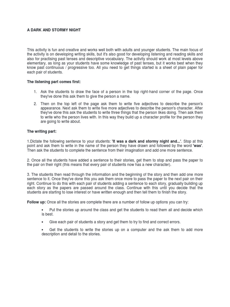 A Dark and Stormy Night Story | PDF | Linguistics | Cognition