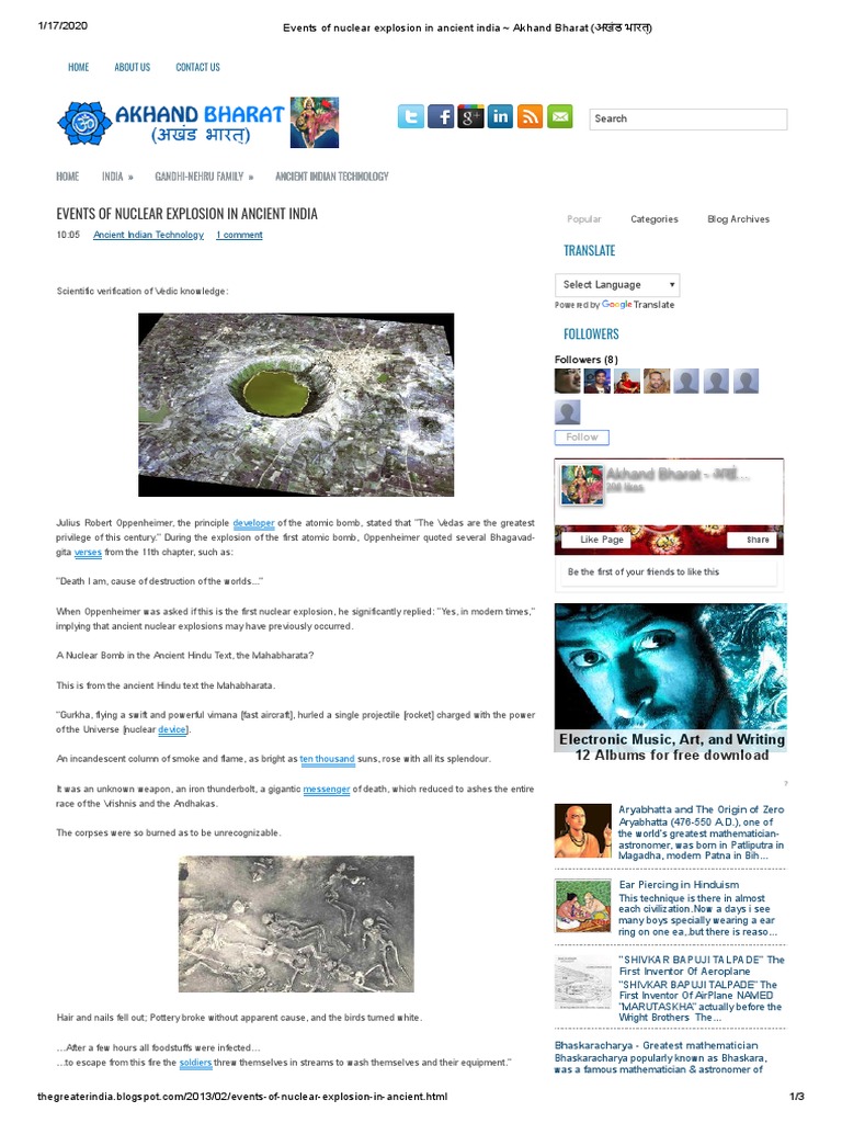 Events of nuclear explosion in ancient india - Akhand Bharat (अखंड ...