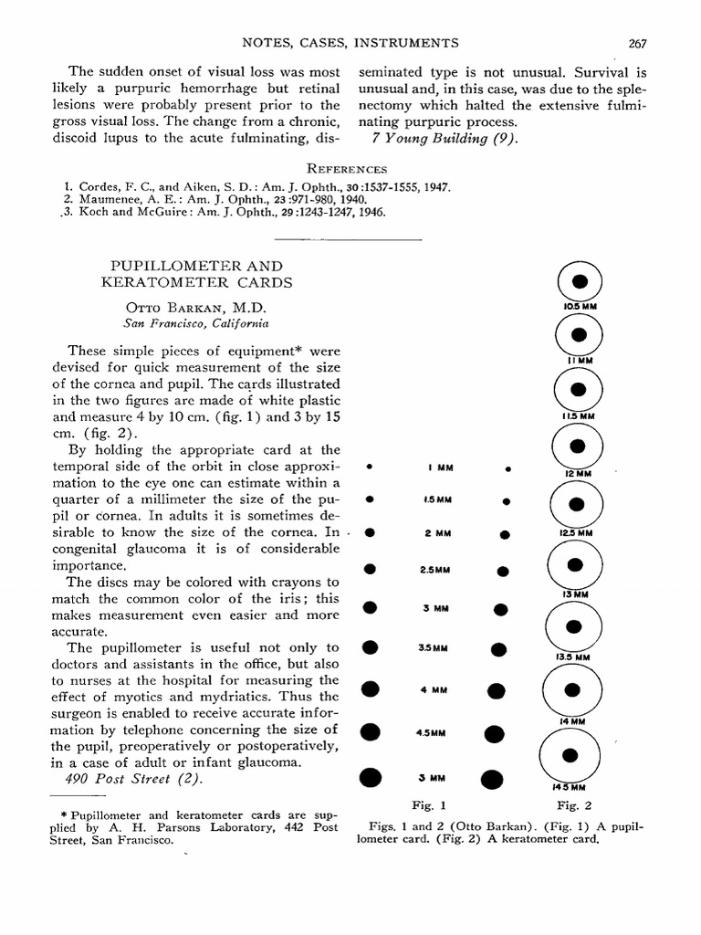 Pupillometer and Keratometer Cards: Simple Tools for Quickly Measuring ...