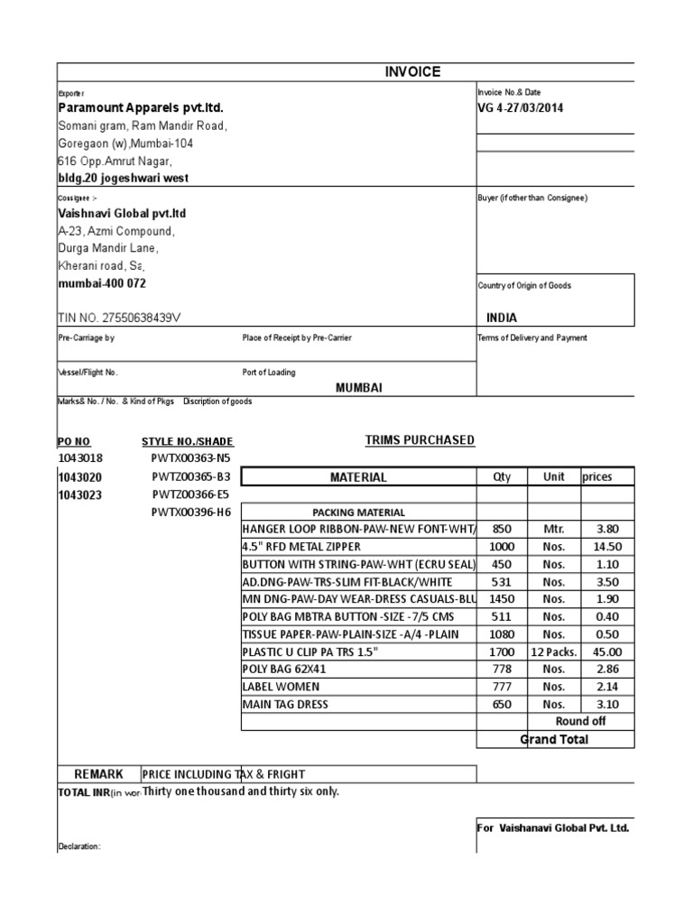 Paramount Invoice | PDF | Payments | Taxes