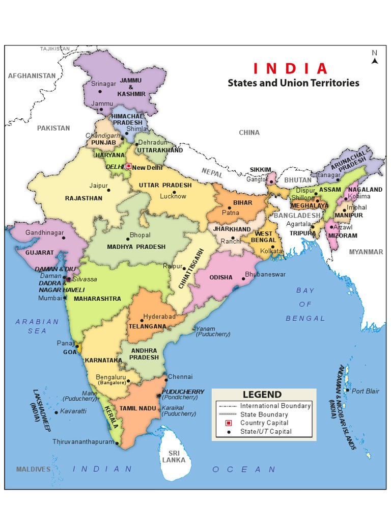 India Poltical Map PDF | PDF | South Asia | Socialist States