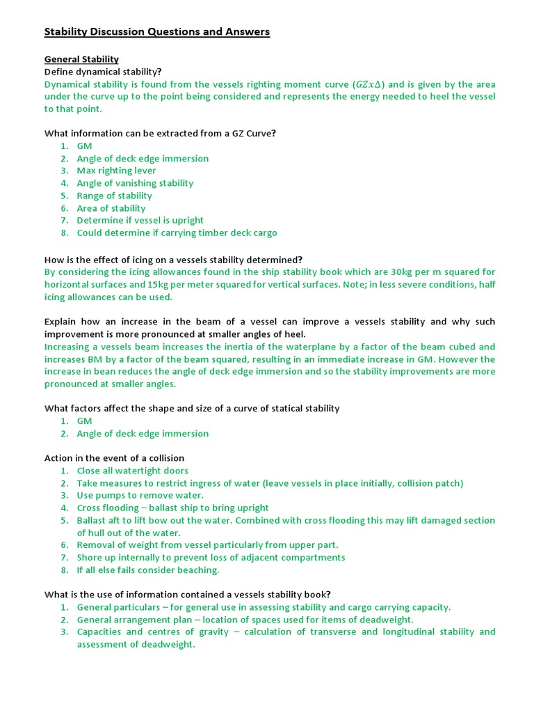 Stability Discussion Questions and Answers-2 | PDF | Heavy Industry | Ships