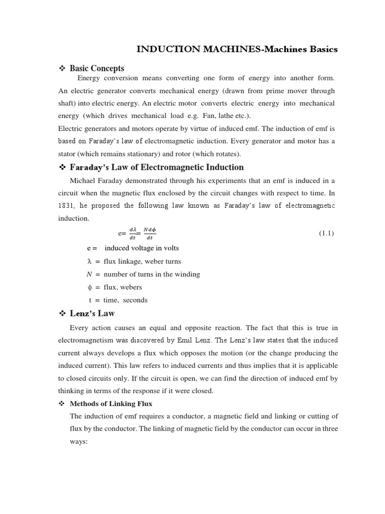 Induction Machines Basics | PDF | Electromagnetic Induction | Electric ...