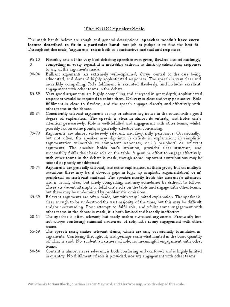 EUDC Speaker Scale | PDF | Epistemology | Cognition