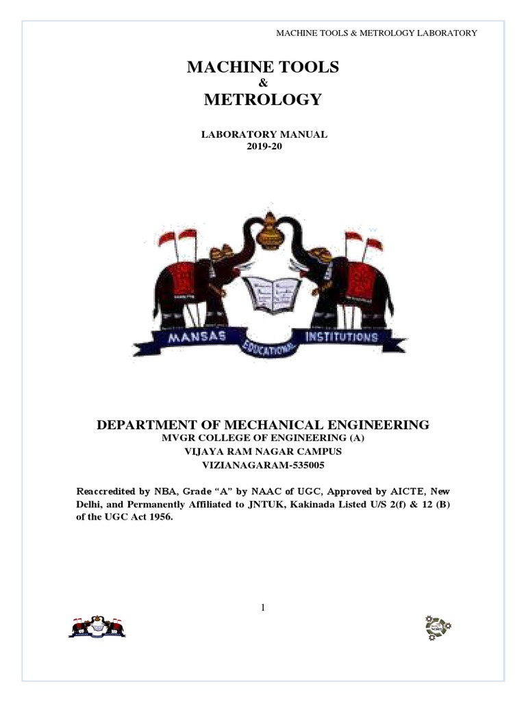 Machine Tools and Metrology Laboratory Manual: An Introduction to ...