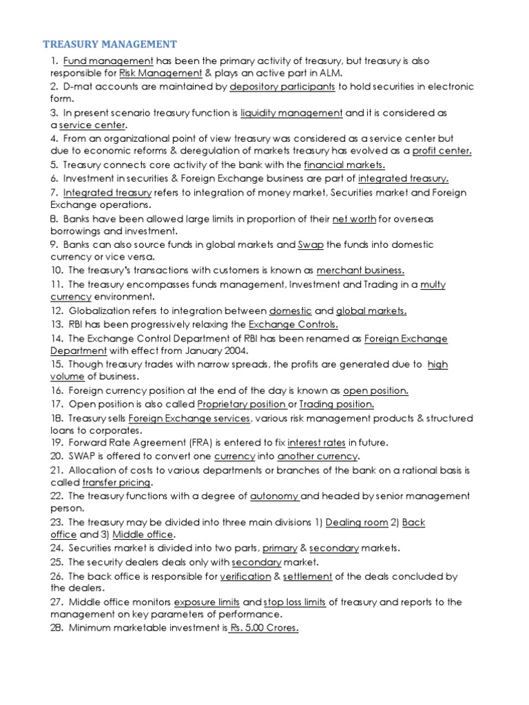 Treasury Management | PDF | Option (Finance) | Swap (Finance)