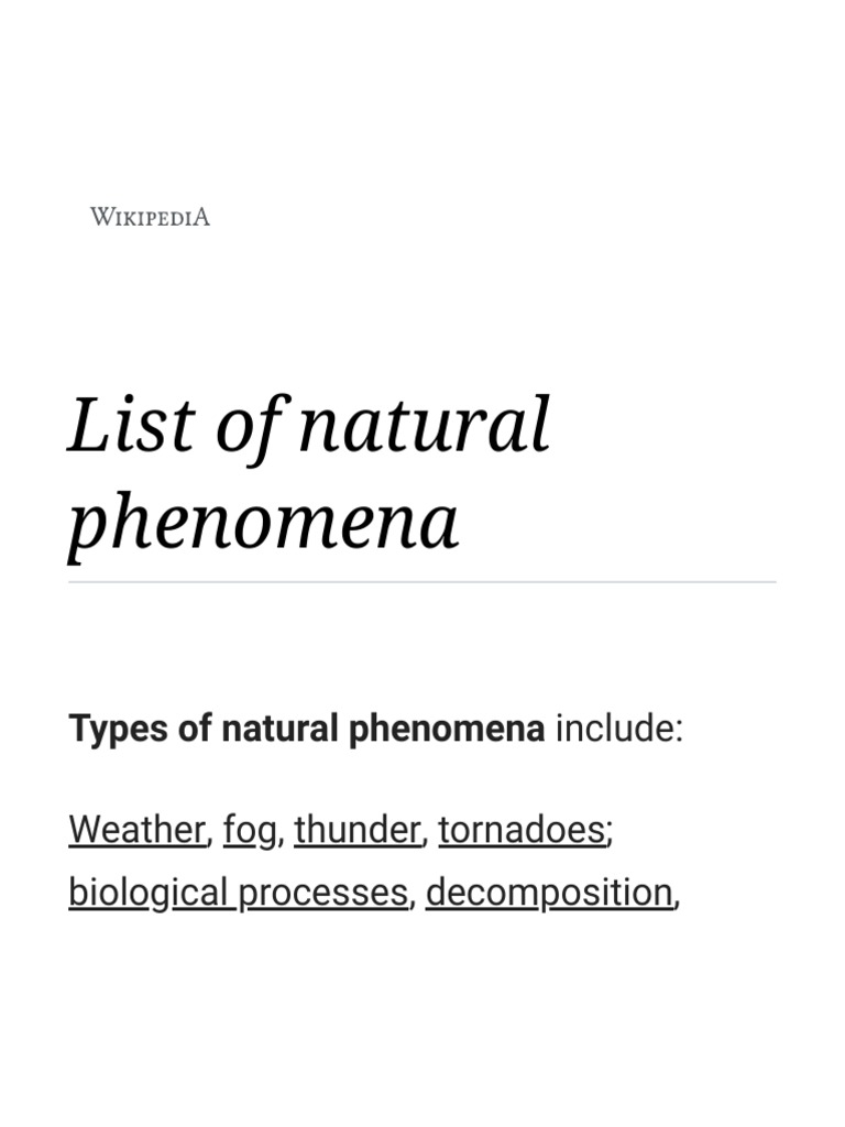 A Comprehensive Catalog of Natural Phenomena: Types, Processes, and ...