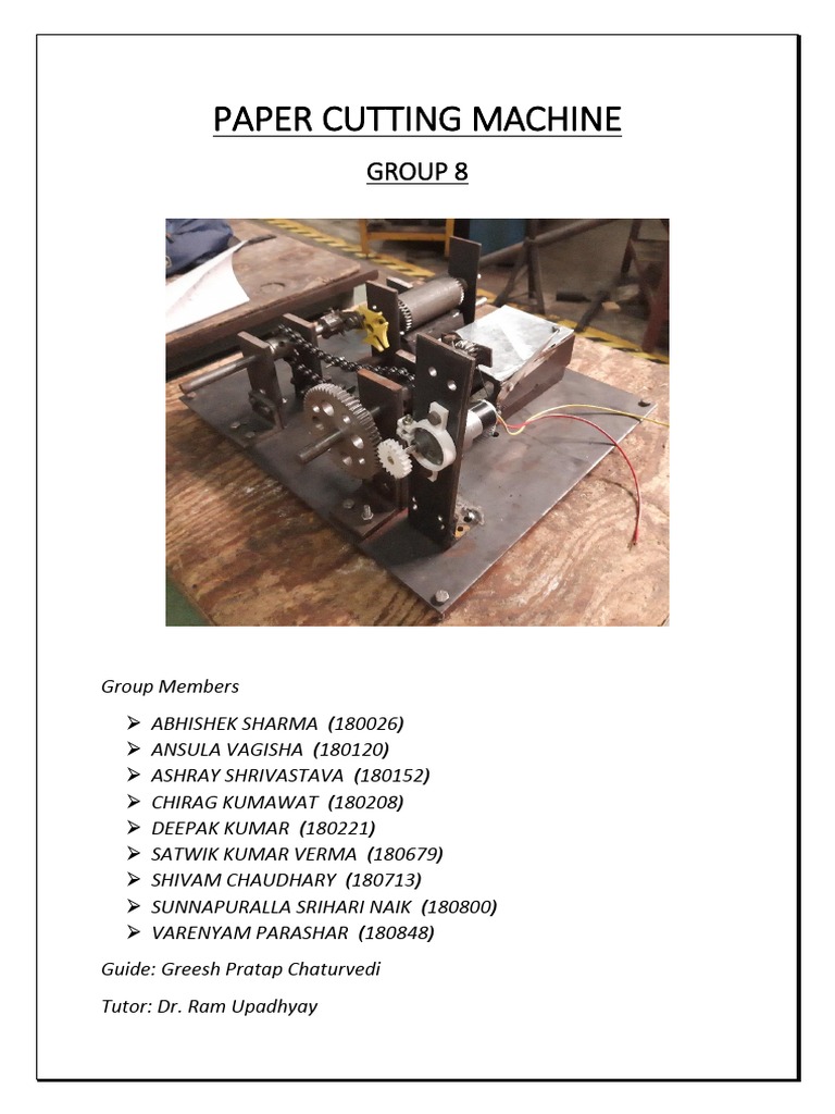 Paper Cutting Machine | PDF | Drilling | Gear