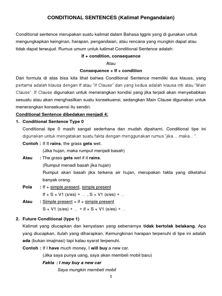 Ringkasan Materi Conditional Sentences | PDF