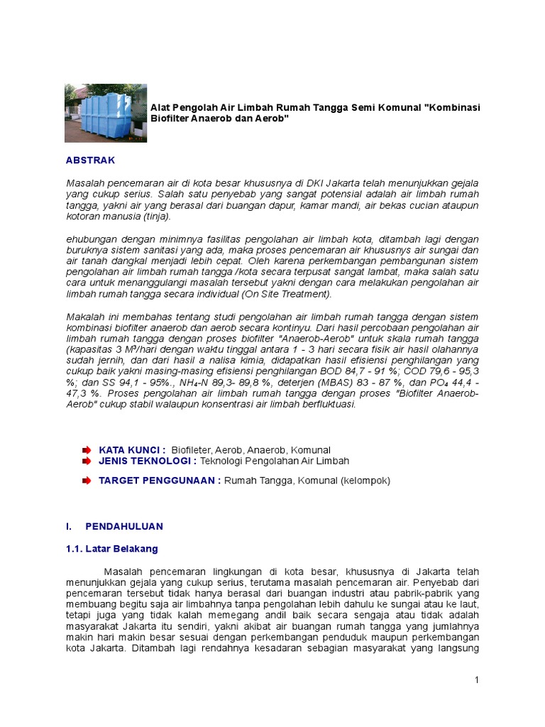 Biofilter Anaerob-Aerob untuk Limbah Rumah Tangga | PDF | Sains ...