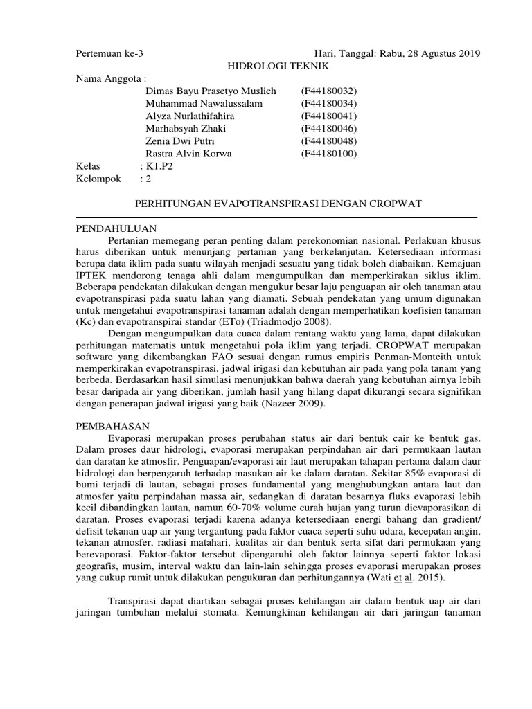 Perhitungan Cropwat | PDF