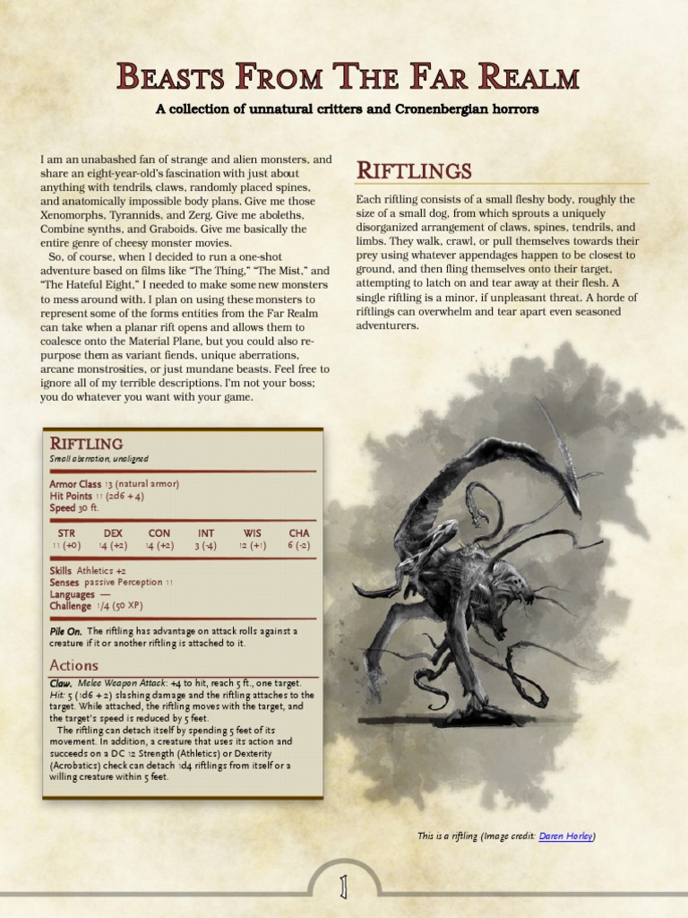 Far Realm Beasts v1.0 | PDF | Dungeons & Dragons | Tsr (Company) Games