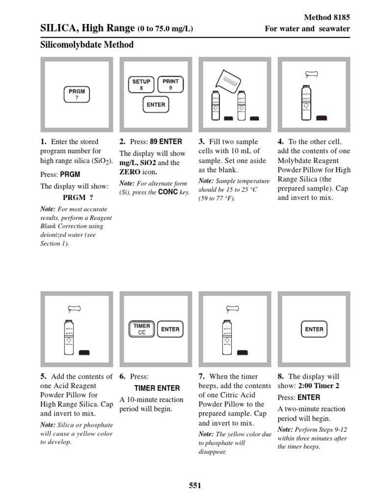 Silica, HR, Method 8185, 02-2009, 9th Ed | PDF | Silicon Dioxide ...
