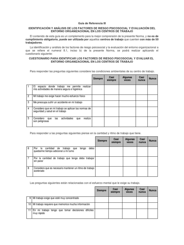Guía de Referencia III Nom-035 | PDF | Cuestionario | Sicología
