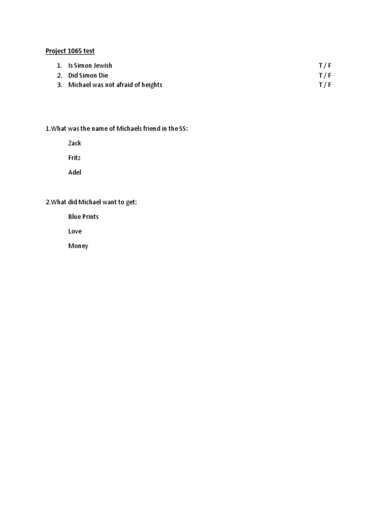 Project 1065 Test | PDF