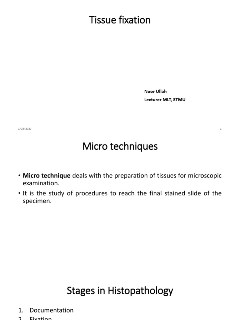1 Tissue Fixation | PDF | Fixation (Histology) | Staining