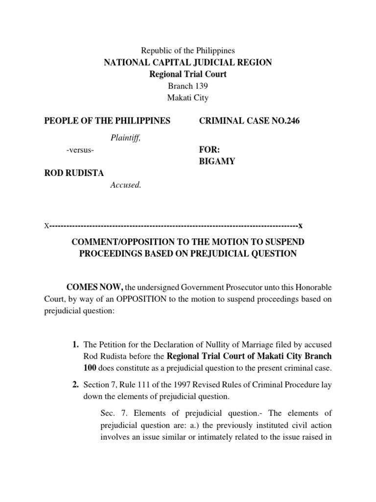 Comment:Opposition To Motion To Suspend Proceedings | PDF | Crime ...