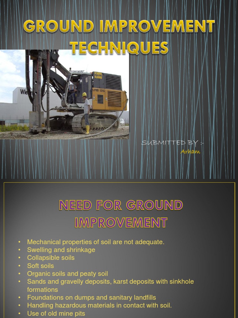 Ground Improvement Techniques Me 3rd Sem Ppt File Pdf Fly Ash Soil