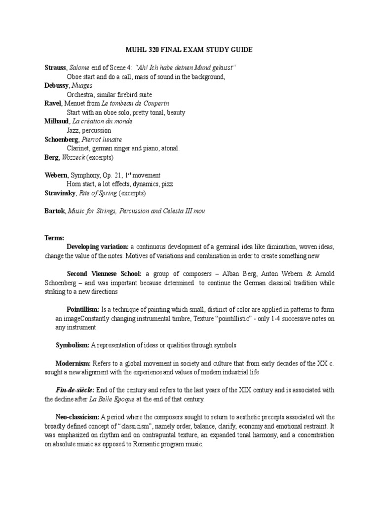 Final Exam Study Guide | PDF | Classical Music | Harmony