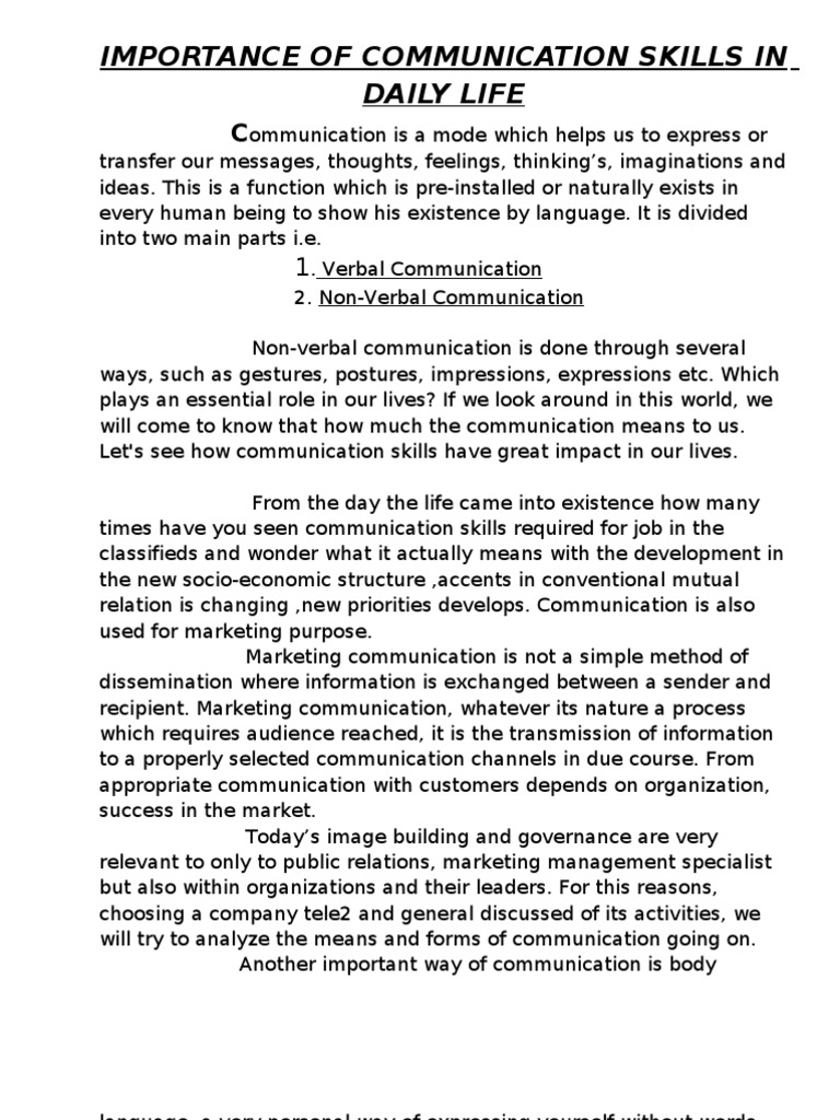 Importance of Communication in Our Daily Life | PDF | Nonverbal ...