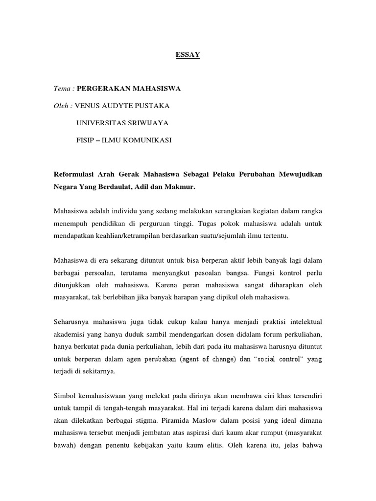 Essay Tema Pergerakan | PDF | Ilmu Sosial