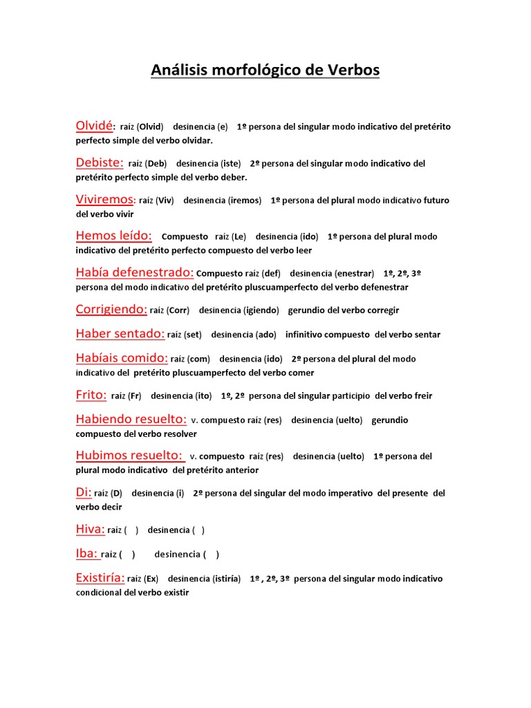 Análisis Morfológico de Verbos | PDF
