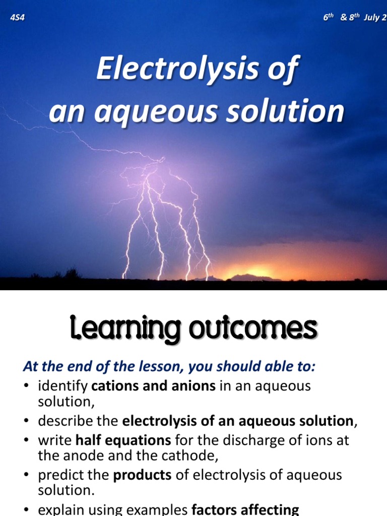 Electrolysis of Aqueous Solutions Explained | PDF | Electrochemistry | Ion