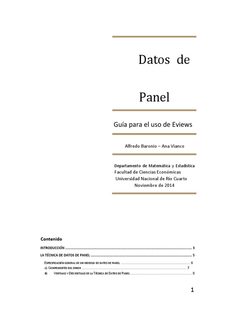 Datos de Panel | PDF | Mínimos cuadrados ordinarios | Modelo de efectos ...
