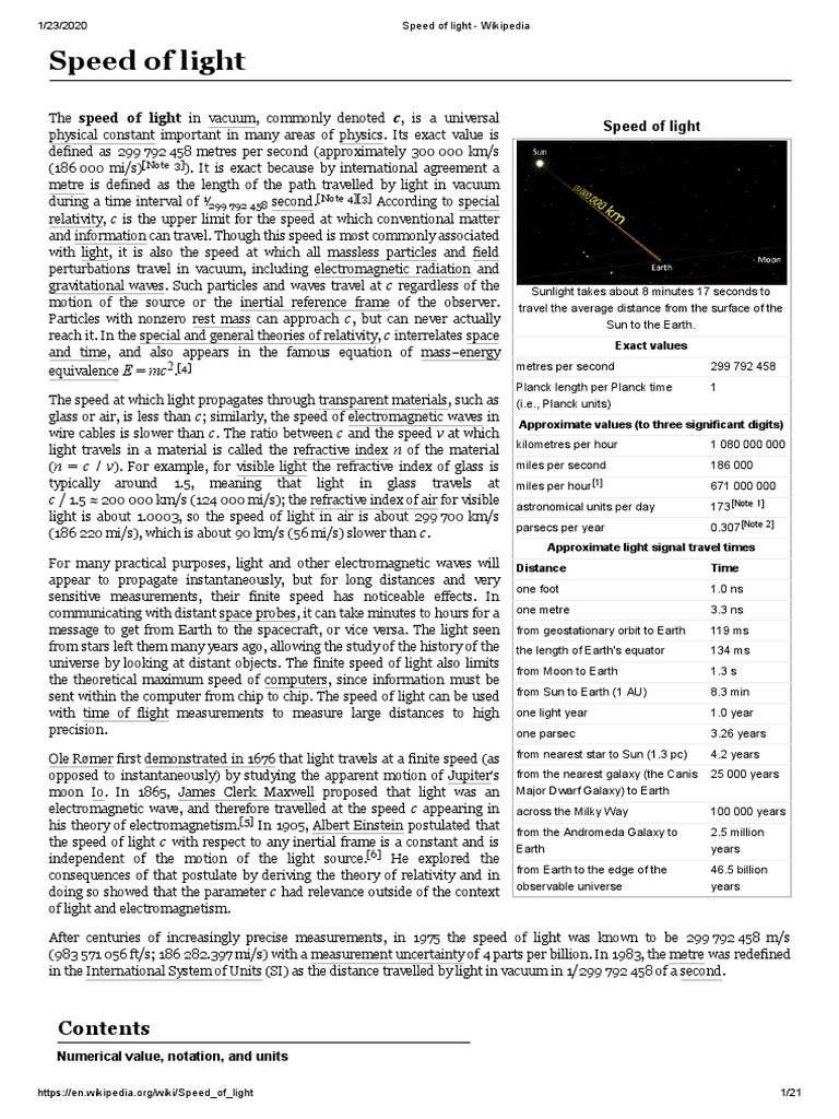 Speed of Light | PDF | Speed Of Light | Astronomical Unit