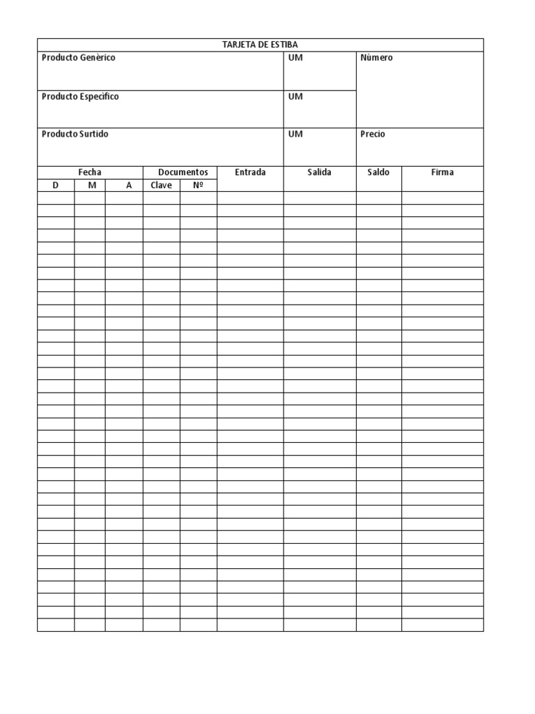 Tarjeta de Estiba | PDF