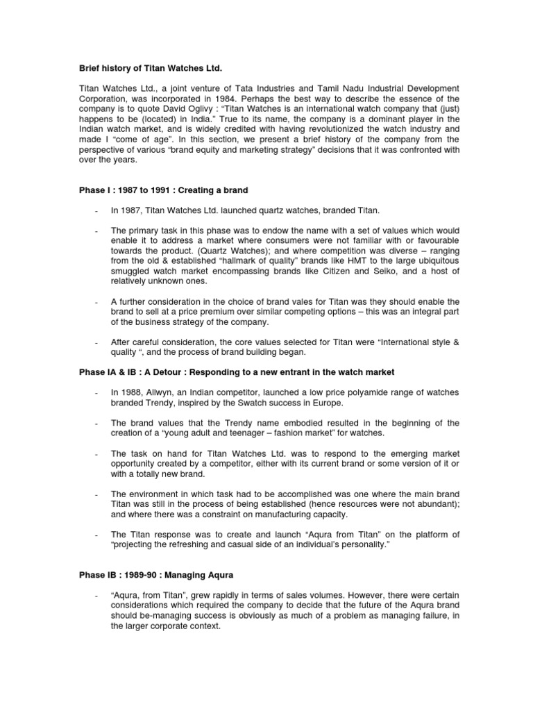 Case Study Titan | PDF | Brand | Strategic Management