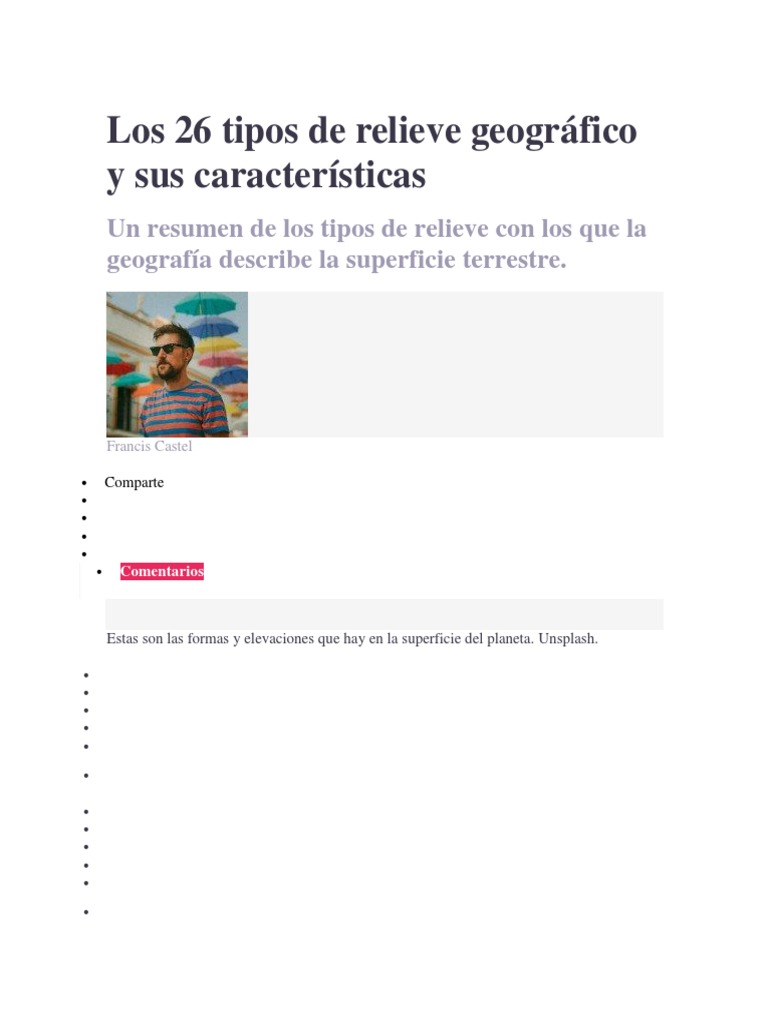 Los 26 Tipos de Relieve Geográfico y Sus Características | PDF ...