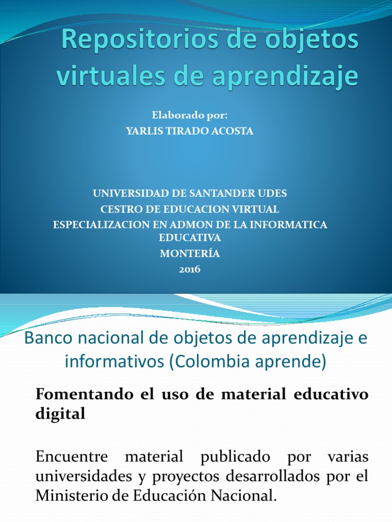 Repositorios de Objetos - Virtuales de Aprendizaje | PDF | Tecnologia Educacional | Aprendizaje