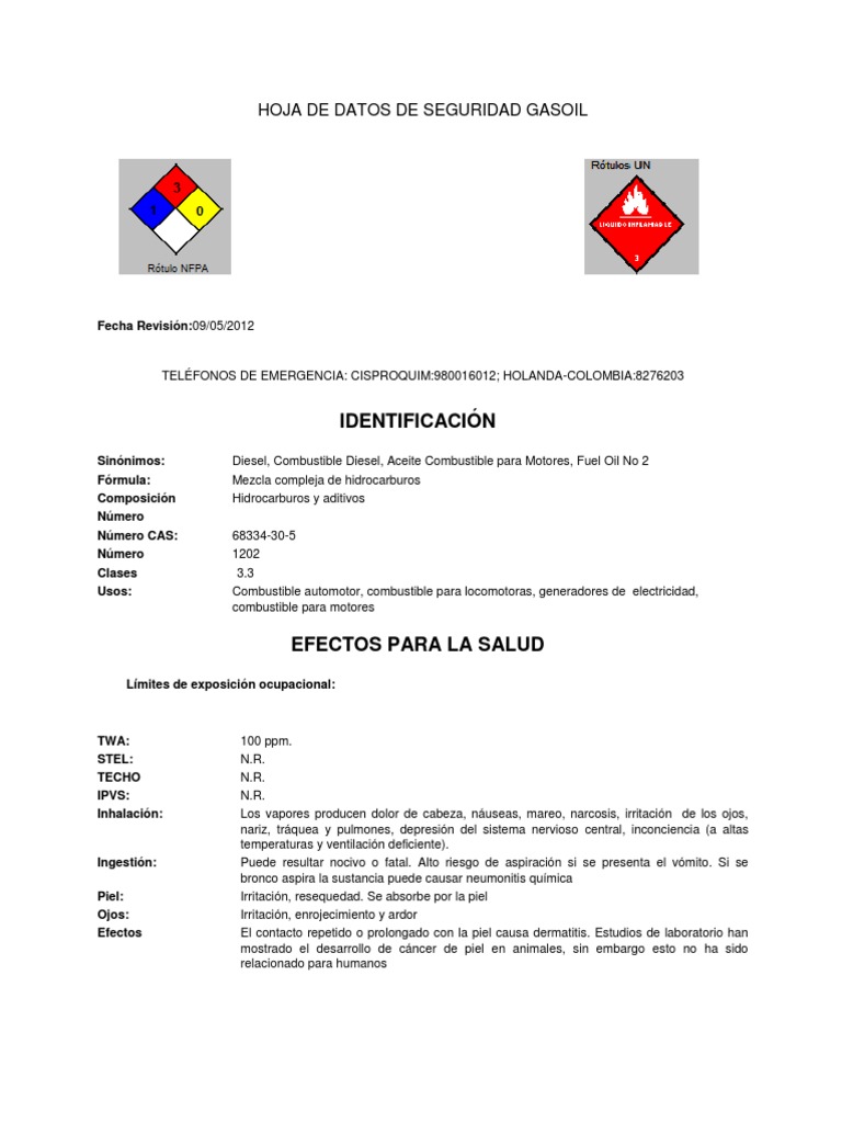 Dex 001 - HDS Acpm | PDF | Oxígeno | Combustión