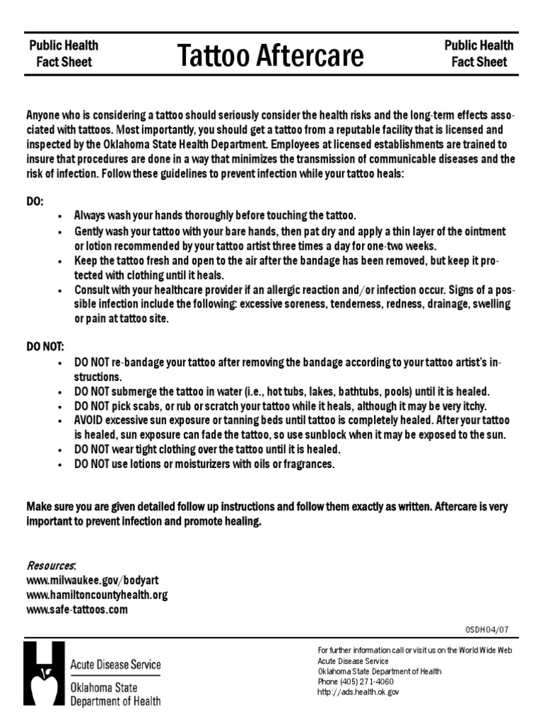 Tattoo Aftercare | PDF | Tattoo | Dermatology